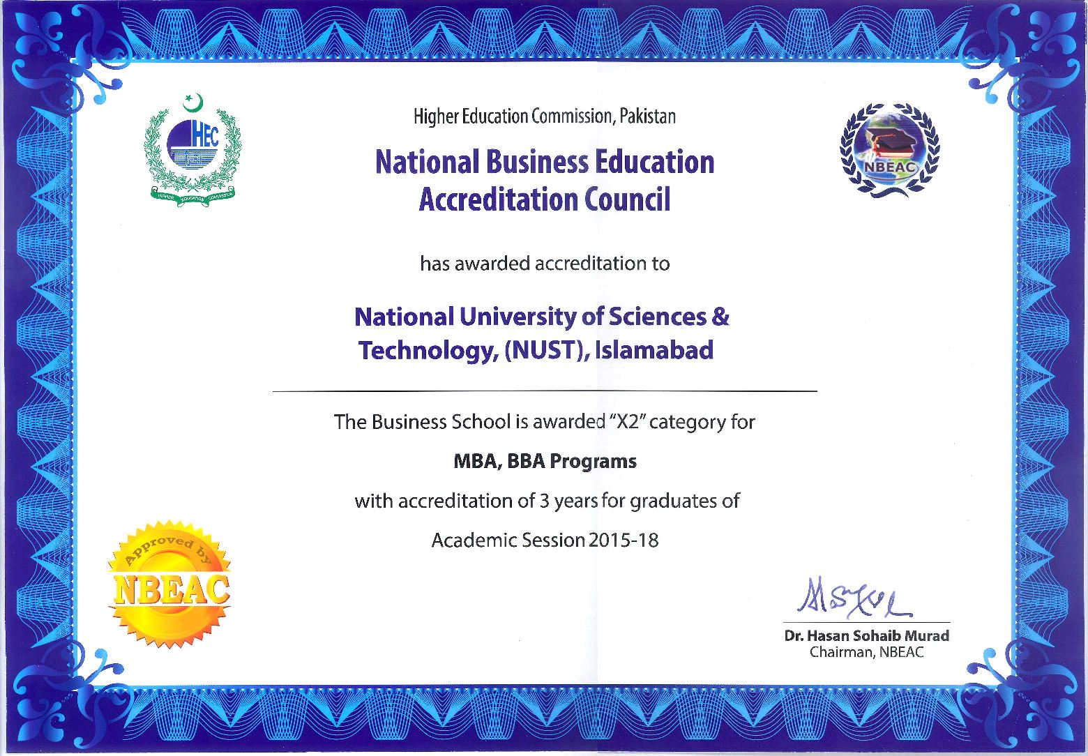 Accreditation Status - National University of Sciences and Technology (NUST)